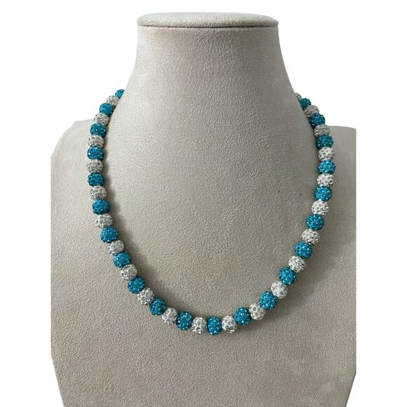 Handmade | Jewelry | Blue Bead Necklace With Rhinestone | Poshmark